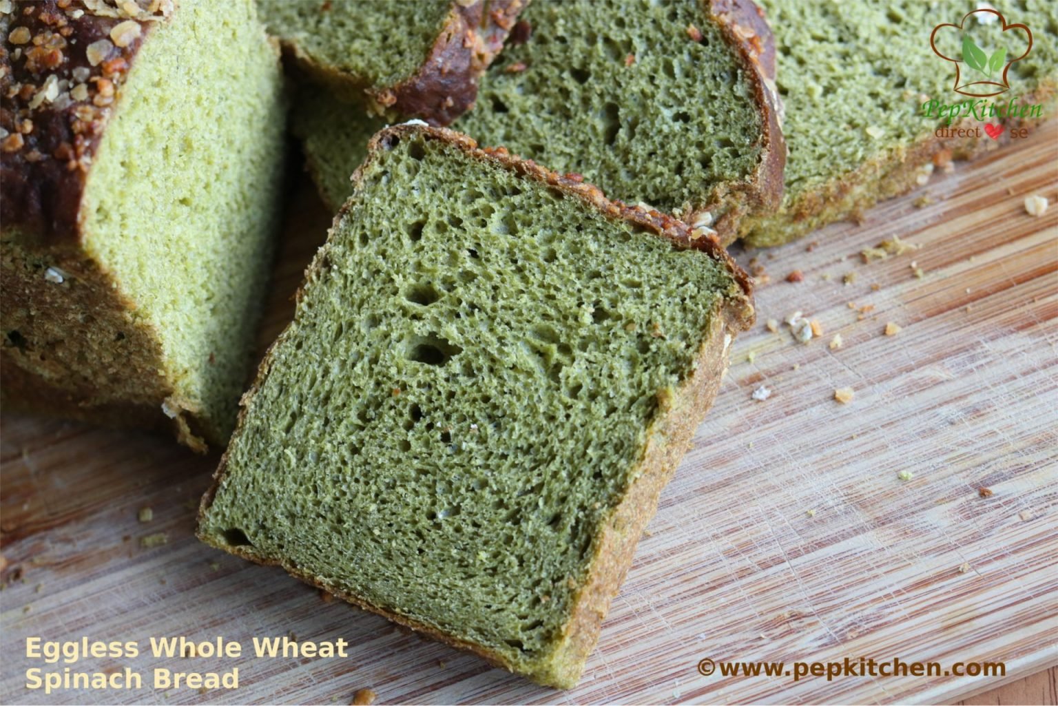 Eggless Wholewheat Spinach Bread – Pepkitchen